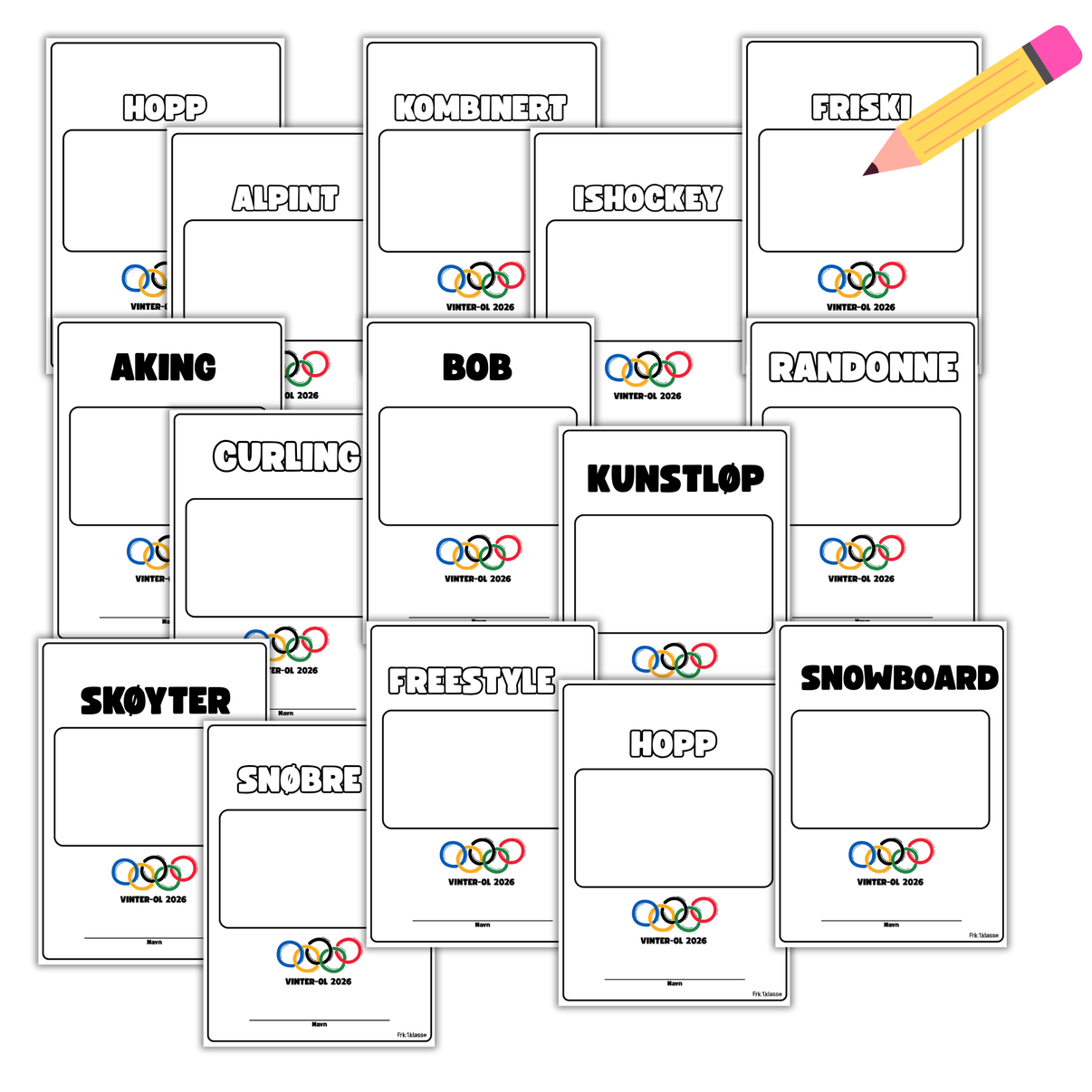 30 maler til minibøker om vinter-OL 2026 – skriv ut og bruk!! – Frk.1 ...